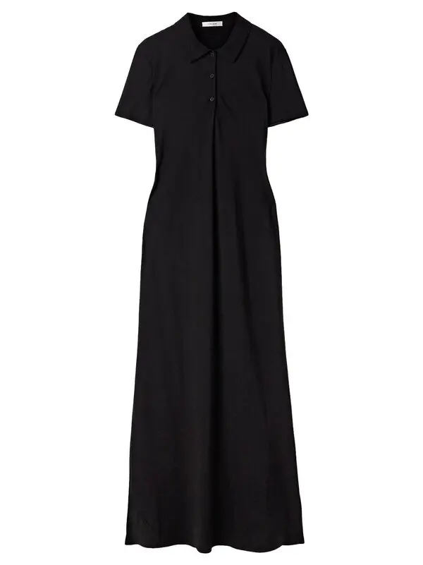 THE ROW Valenit Cotton And Silk-blend Jersey Maxi Shirt Dress - Black