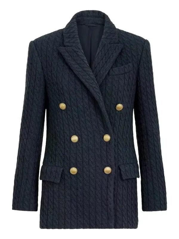 Brunello Cucinelli Double-breasted Textured Blazer - Blue
