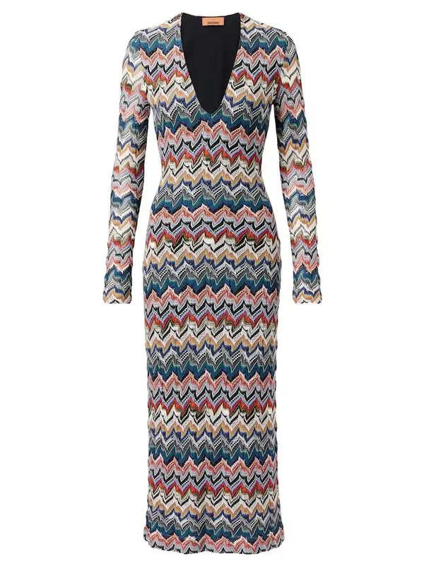 Missoni Zigzag Lame Midi Dress - Multicoloured