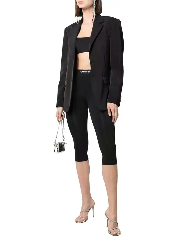 TOM FORD Cropped Logo-waistband Leggings - Black