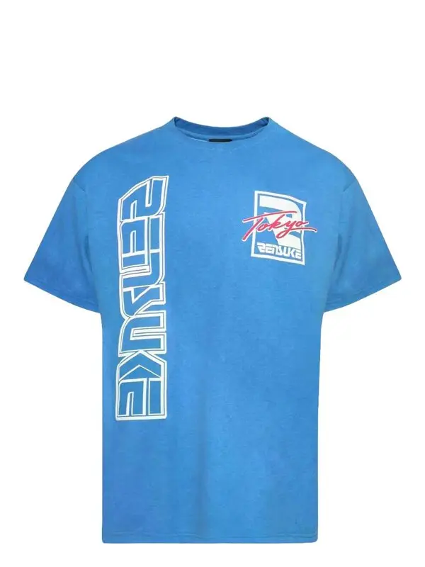 RENSUKE TOKYO Graphic-print Cotton T-shirt - Blue