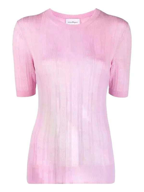 FERRAGAMO Gancini Print Knitted Top - Pink