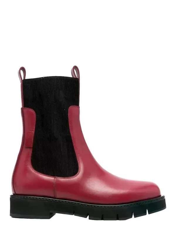 FERRAGAMO Leather Chelsea Boots - Red