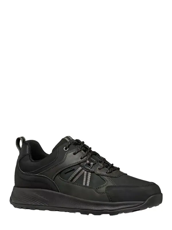 Geox Panelled Lace-up Sneakers With Striped Detail - Black