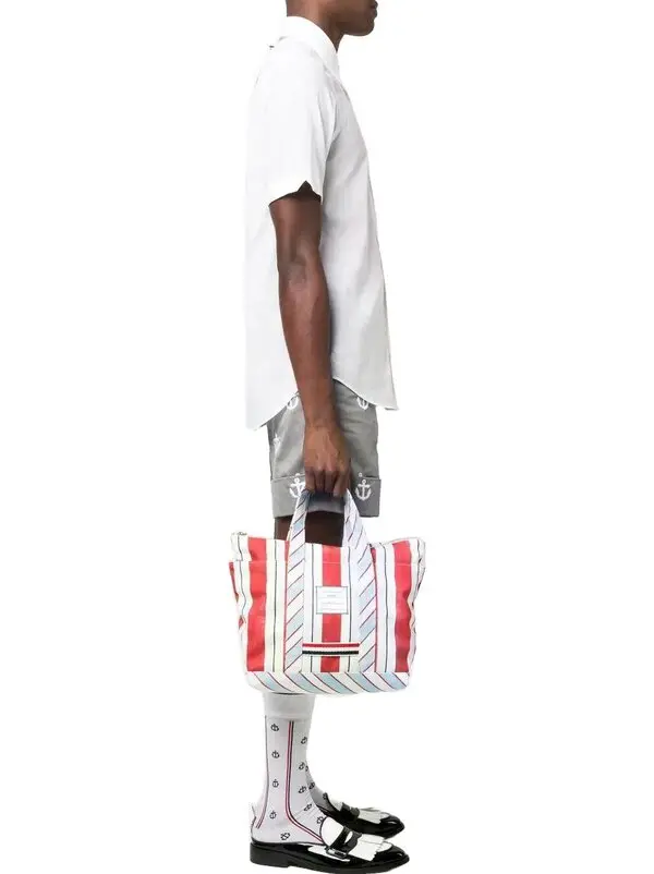 Thom Browne Signature Stripe Tote Bag - Red