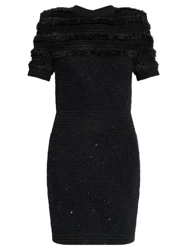 Balmain Textured Short-sleeve Dress - Black