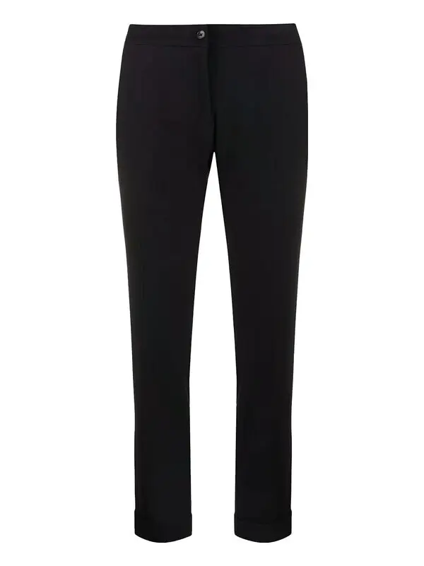 Etro Navy Wool Blend Cropped Tailored Trousers - Blue