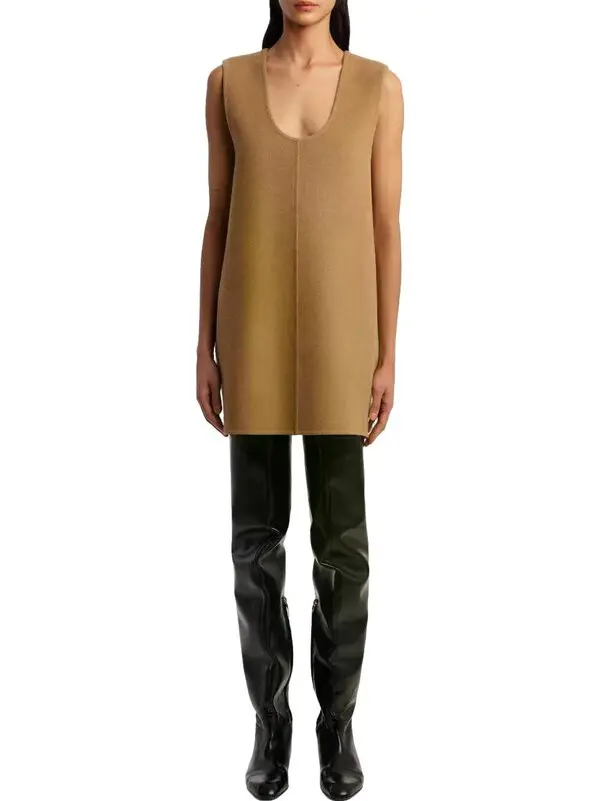 Khaite Scoop-neck Sleeveless Wool Dress - Neutrals