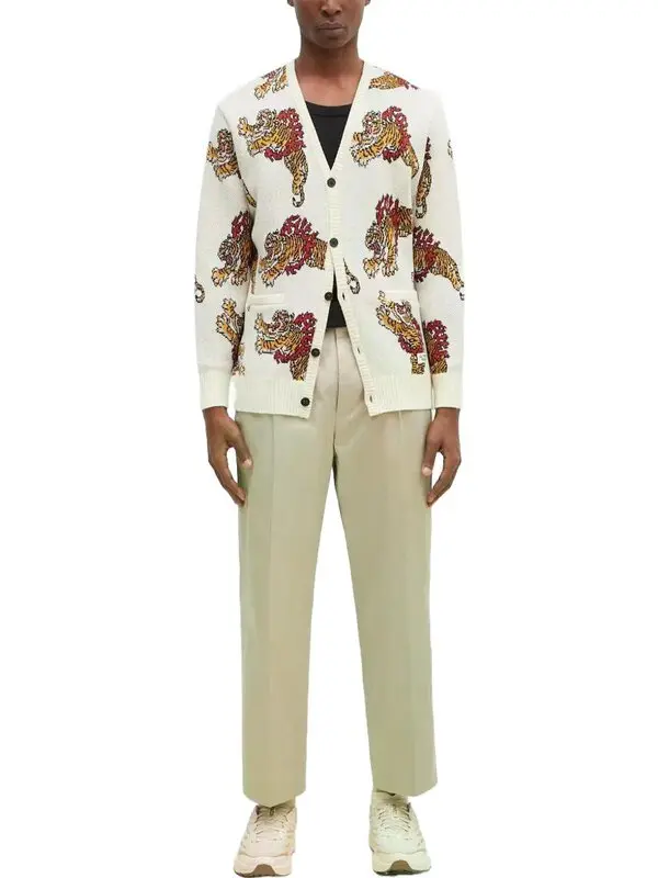 WACKO MARIA X Tim Lehi Tiger-patterned Cardigan - Neutrals