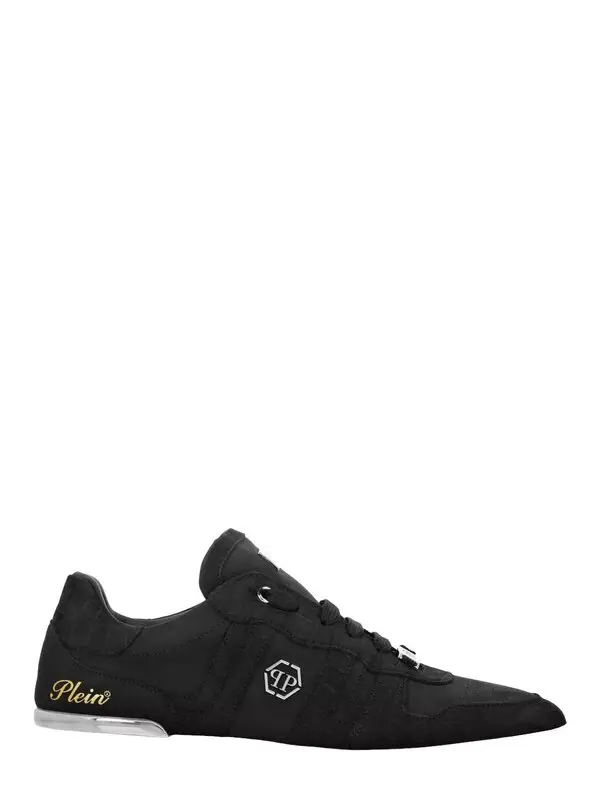 Philipp Plein Croc-effect Nubuck Leather Low-top Sneakers - Black