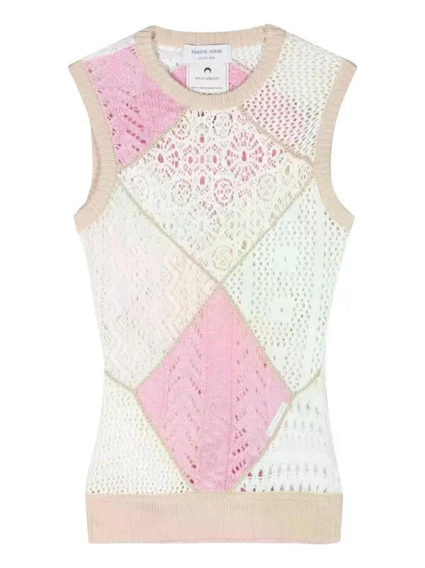 MARINE SERRE Regenerated Crochet Knit Top - Neutrals
