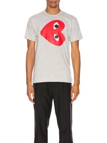 Play Comme Des Garcon Sideways Heart Logo Tee - Grey