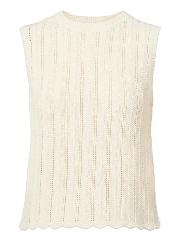 Altuzarra Zabou Scalloped Pointelle Cotton Top - White