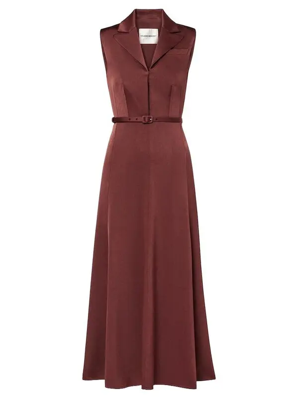 Roland Mouret Crepe Midi Dress - Brown