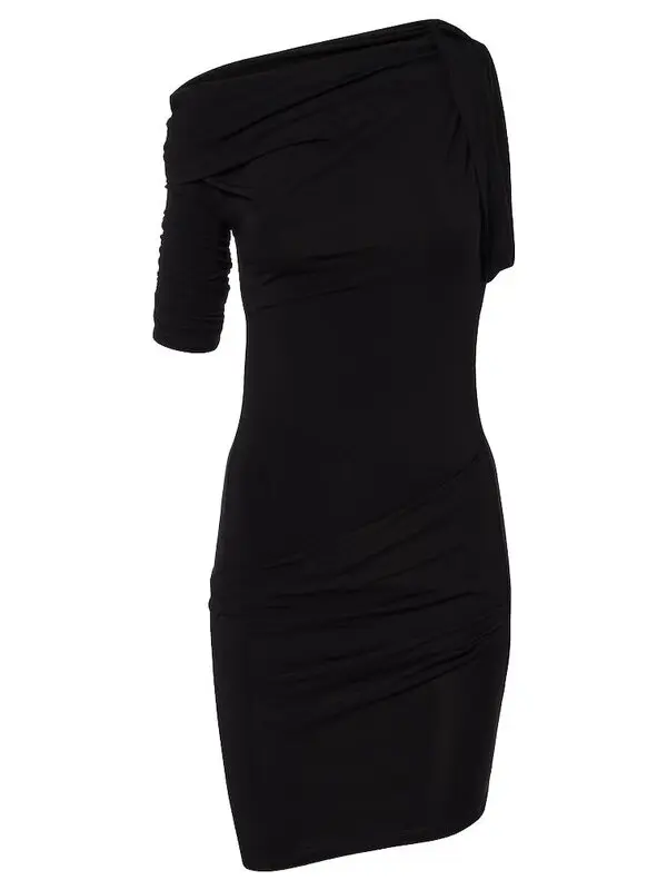 Jacquemus Draped Jersey Mini Dress - Black