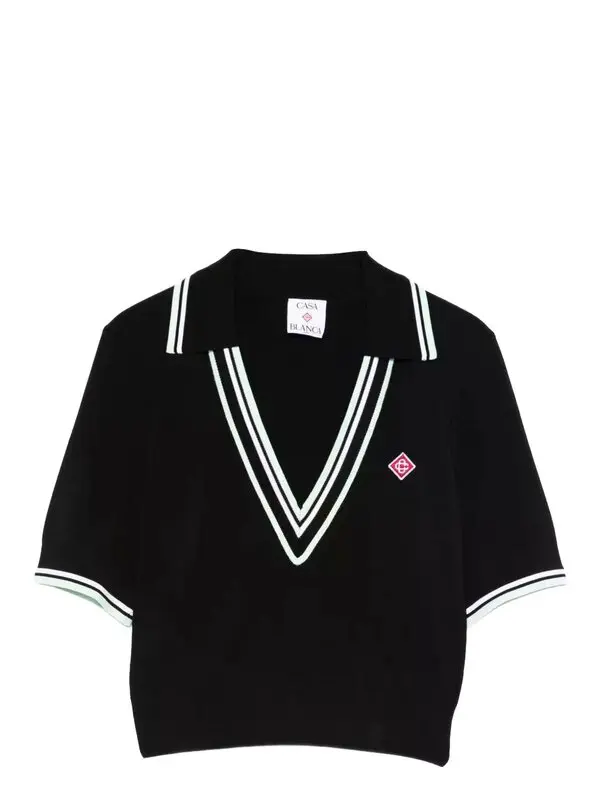Casablanca V-neck Knitted Top - Black