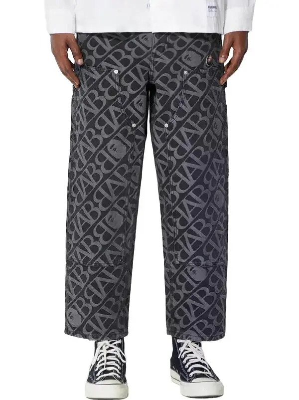 A BATHING APE Logo-pattern Carpenter Jeans - Black