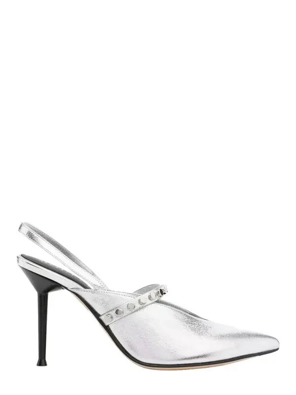 Alexander McQueen Stiletto Heel Stud-embellished Slingback Pumps - Silver