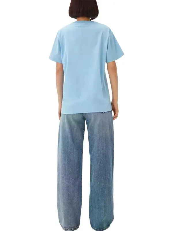 GANNI Graphic Print Organic Cotton T-shirt - Blue
