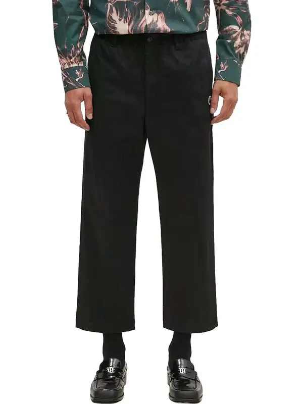 A BATHING APE Logo-appliqué Cropped Trousers - Black