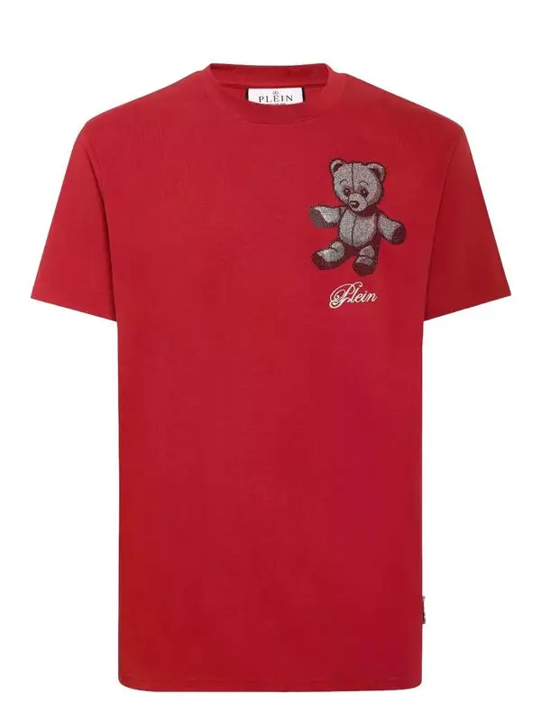 Philipp Plein Teddy Bear Strass T-shirt - Red