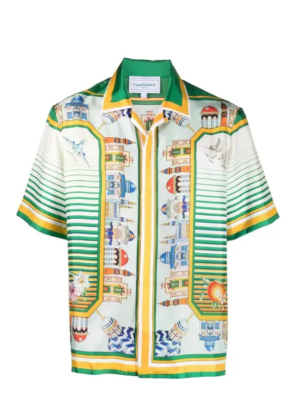 Casablanca Graphic-print Silk Shirt - White