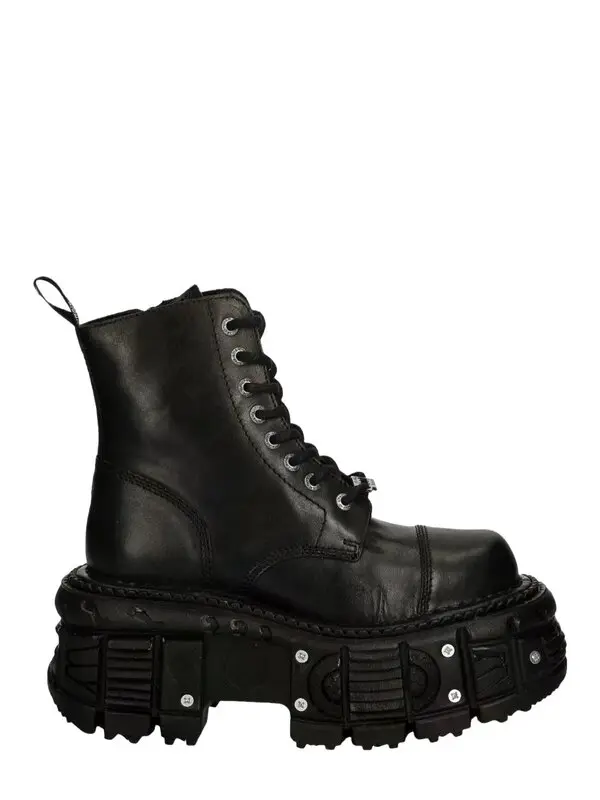 NEW ROCK Lace-up Platform Boots - Black