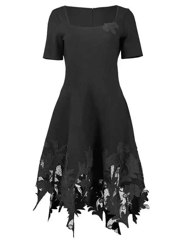 Oscar De La Renta Floral-lace Dress - Black