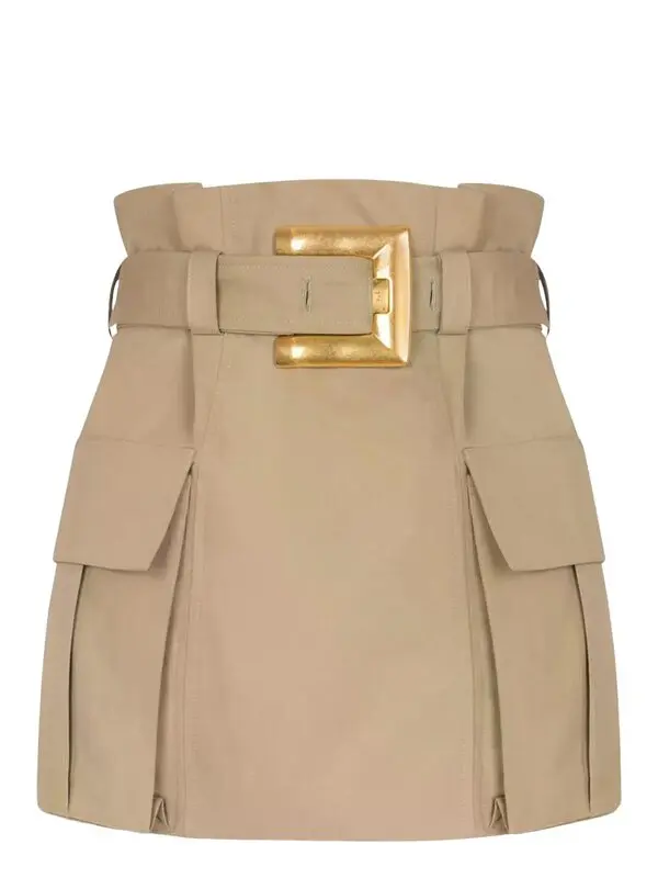 Balmain High-waisted Gabardine Mini Skirt - Neutrals