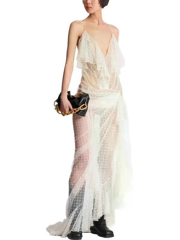 Balmain Lace-panel Maxi Dress - White