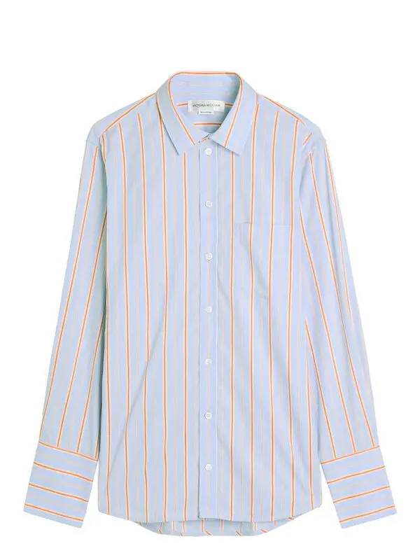 Victoria Beckham Striped Cotton Shirt With Pleated Cuffs - Stripe