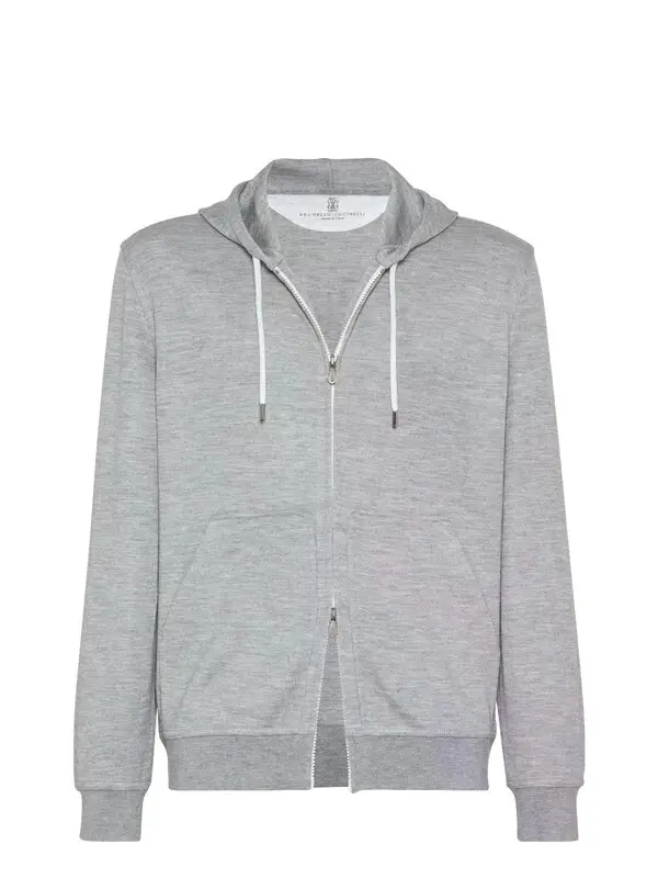 Brunello Cucinelli Drawstring Hooded Cardigan - Grey