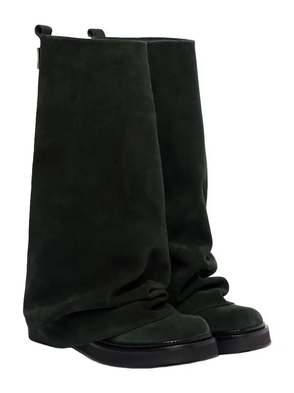 Attico Robin Suede Combat Boots - Black