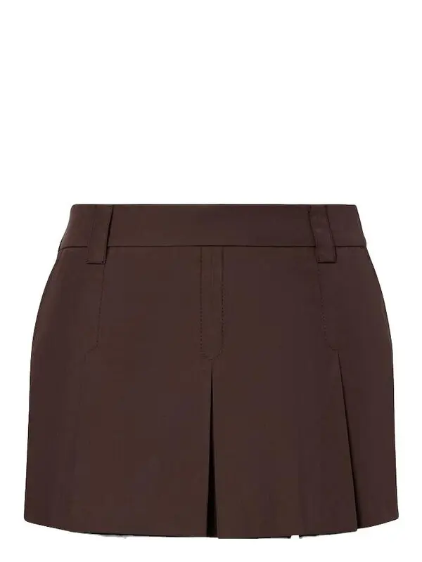 Miu Miu Logo Cotton-blend Mini Skirt - Brown