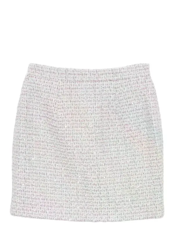 Alessandra Rich Sequined Tweed Mini Skirt - White