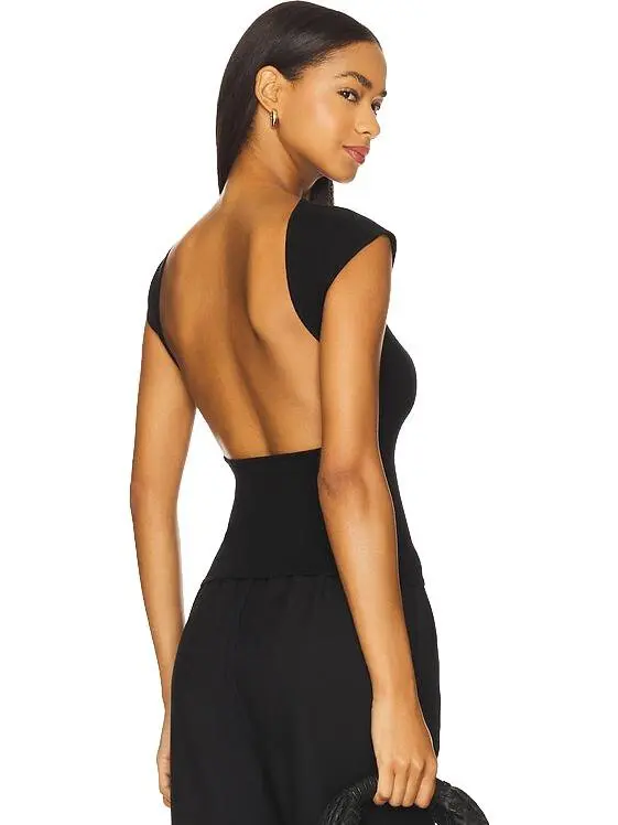 ST. AGNI Sculpted Ballet Knit Top - Black