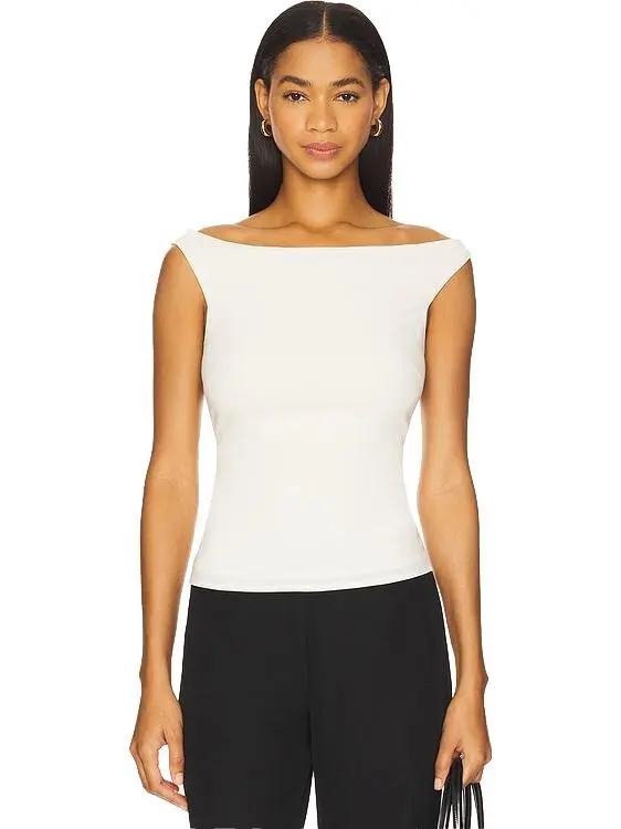 ST. AGNI Slim Bateau Top - White