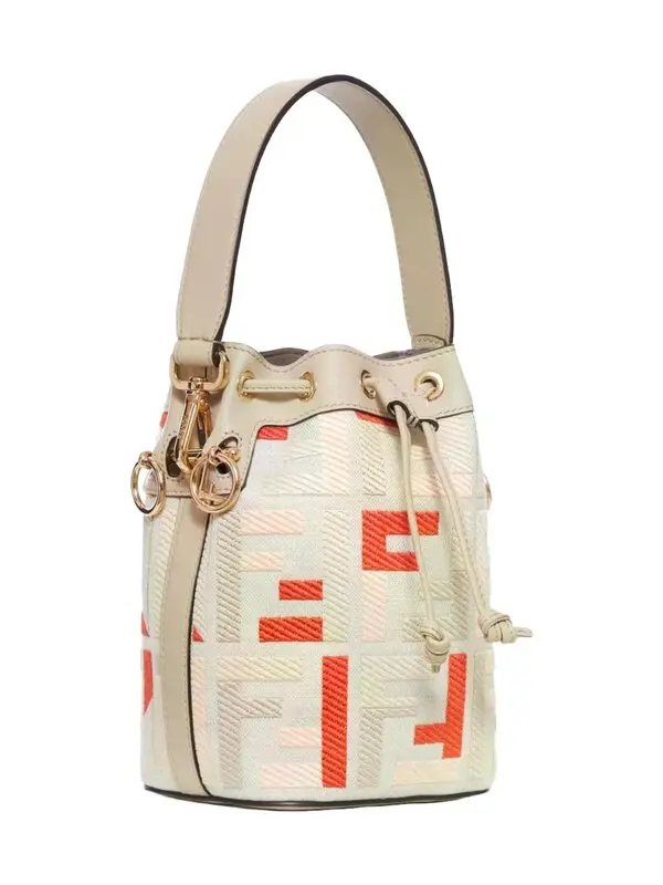 Fendi Mini Mon Tresor Ff-jacquard Bucket Bag - Neutrals