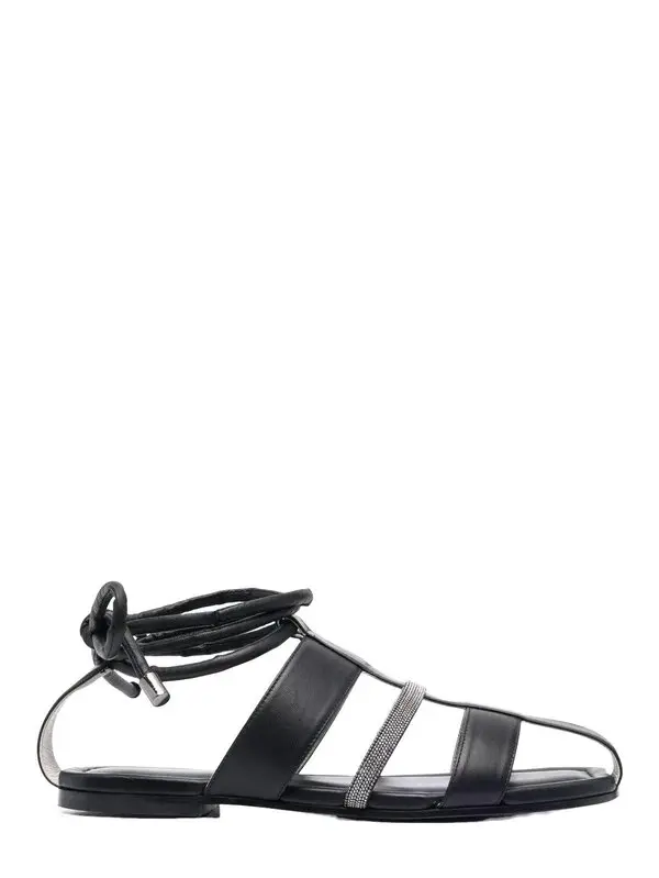 Fabiana Filippi Calf Leather Gladiator Sandals With Tie Fastening - Black