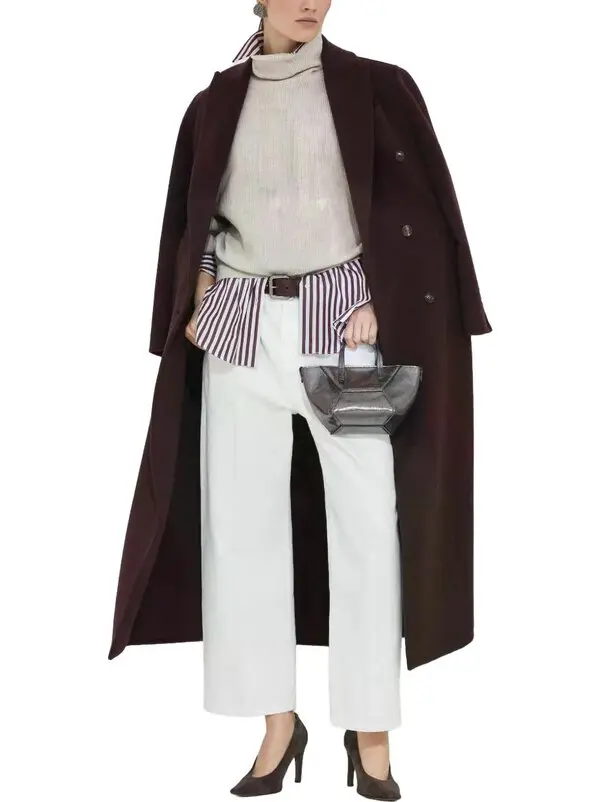 Brunello Cucinelli Double-breasted Peak Lapel Coat - Red