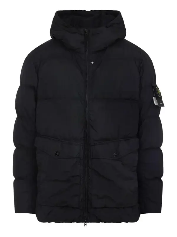 Stone Island Padded Jacket With Compass Badge - Black