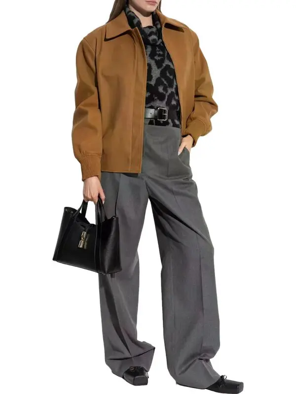 Stella McCartney Collared Ribbed-trim Jacket - Brown