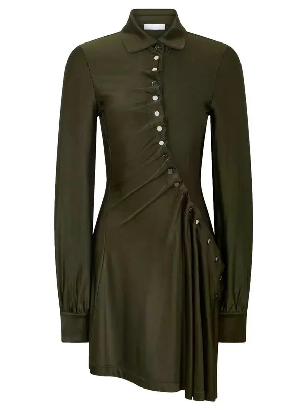 Rabanne Button-embellished Draped Dress - Green