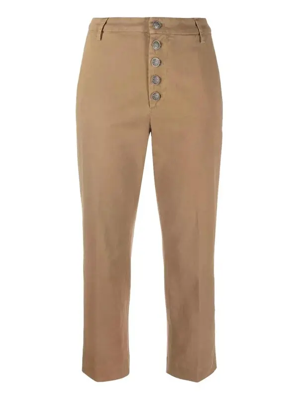 DONDUP Camel Stretch-cotton Cropped Trousers - Brown
