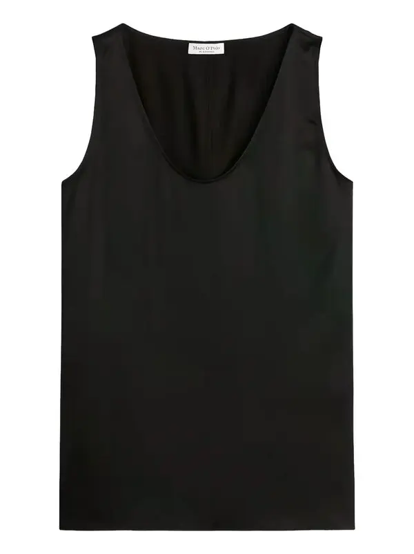 Marc O'polo Sleeveless Satin-effect Tank Top With Wide Straps - Black