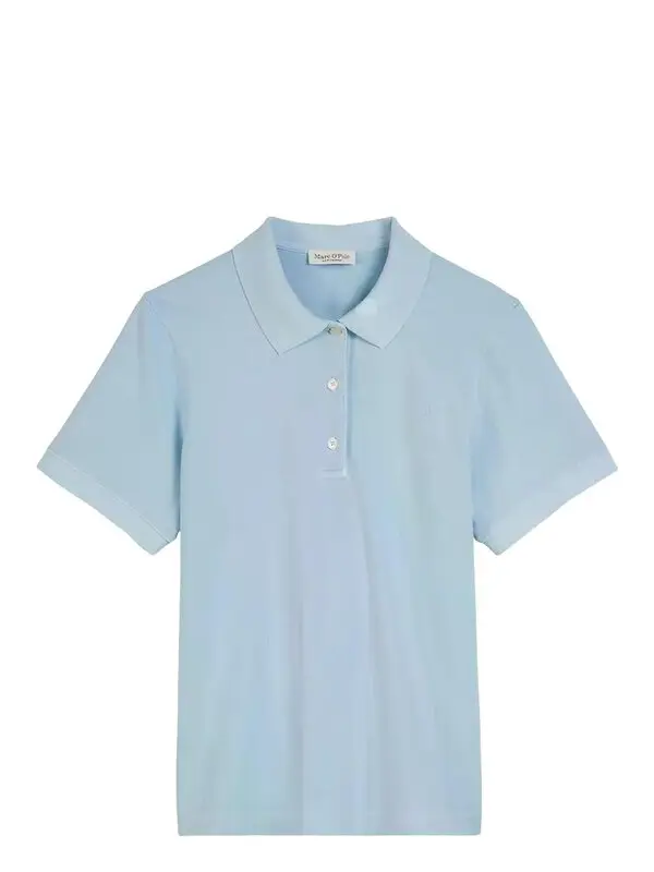 Marc O'polo Short Sleeve Polo Shirt With Embroidered Logo - Blue
