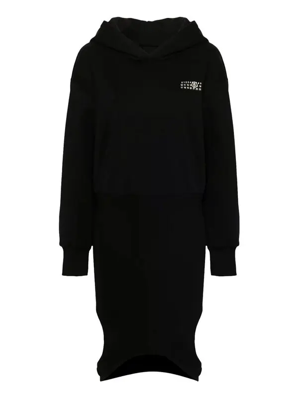 MAISON MARGIELA Numbers-print Hooded Jersey Dress - Black