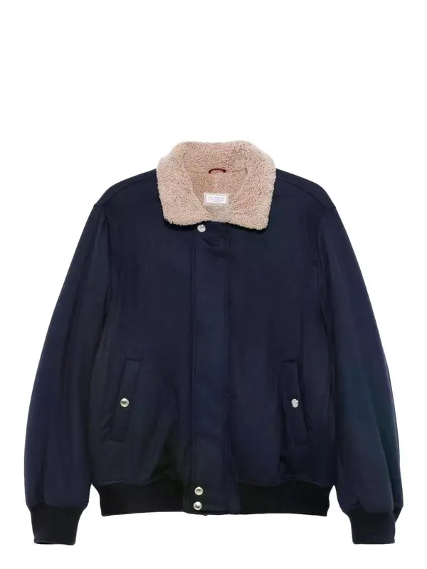 Brunello Cucinelli Shearling Collar Bomber Jacket - Blue