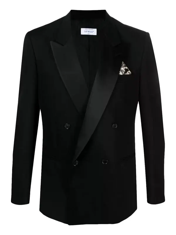 Off-White Satin-lined Virgin-wool Tuxedo Jacket - Black