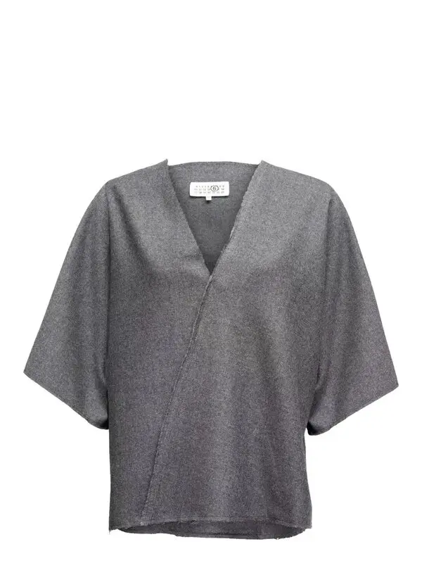 MAISON MARGIELA V-neck Blouse With Raw-cut Detail - Grey